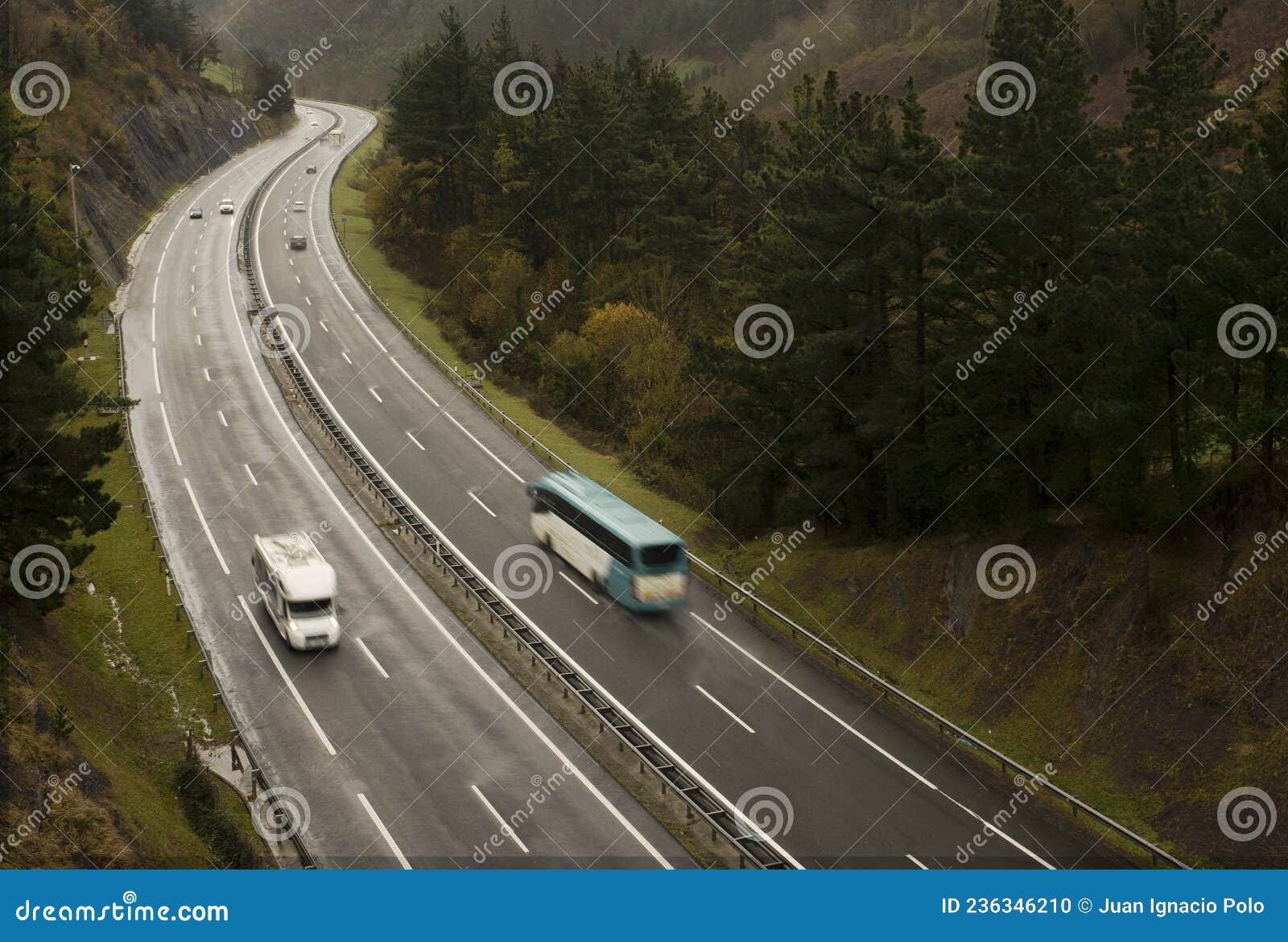 Traffic on the Freeway on a Rainy Day Stock Photo - Image of travel ...