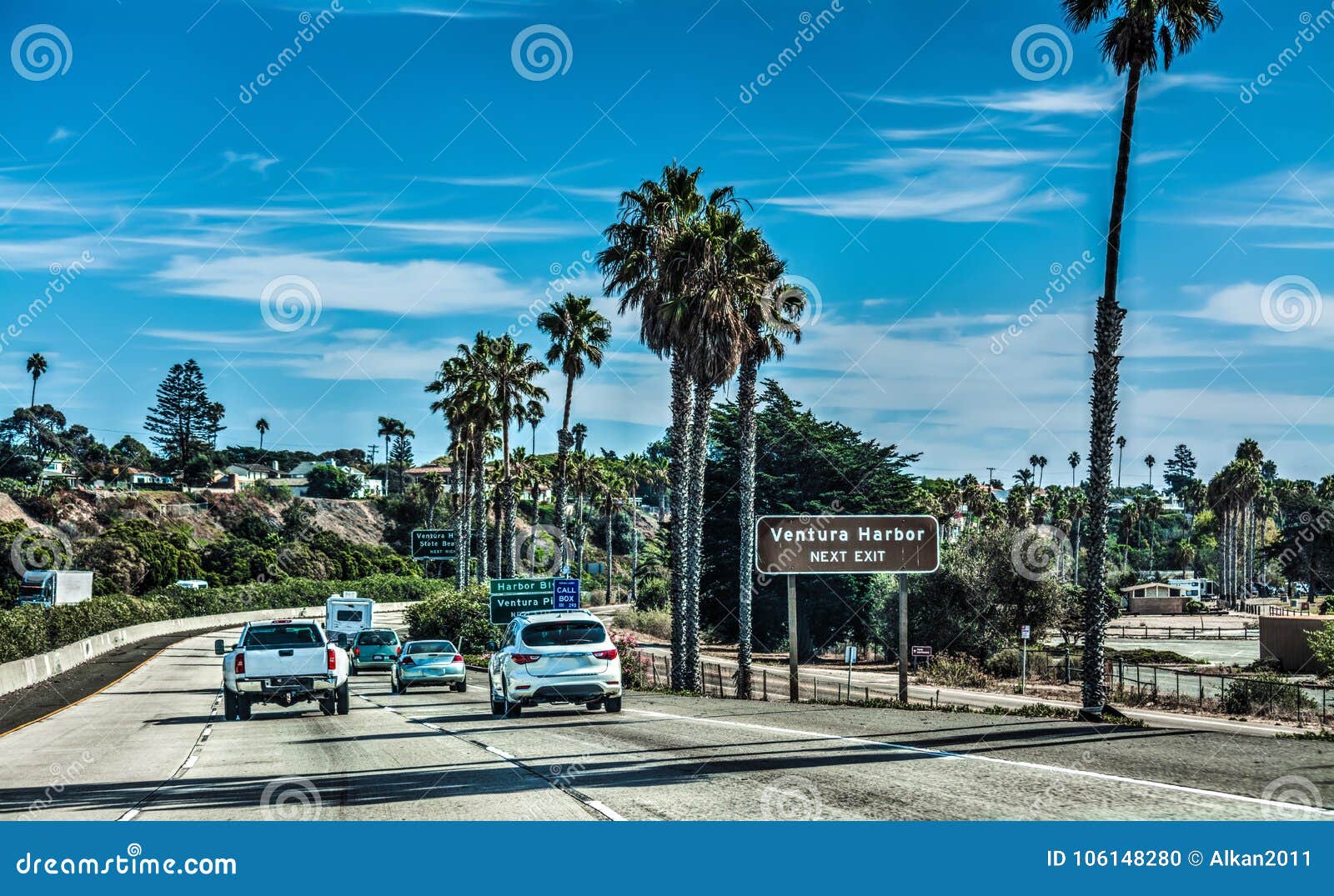 Traffic on 101 Freeway Southbound Stock Photo - Image of sign, clarita ...