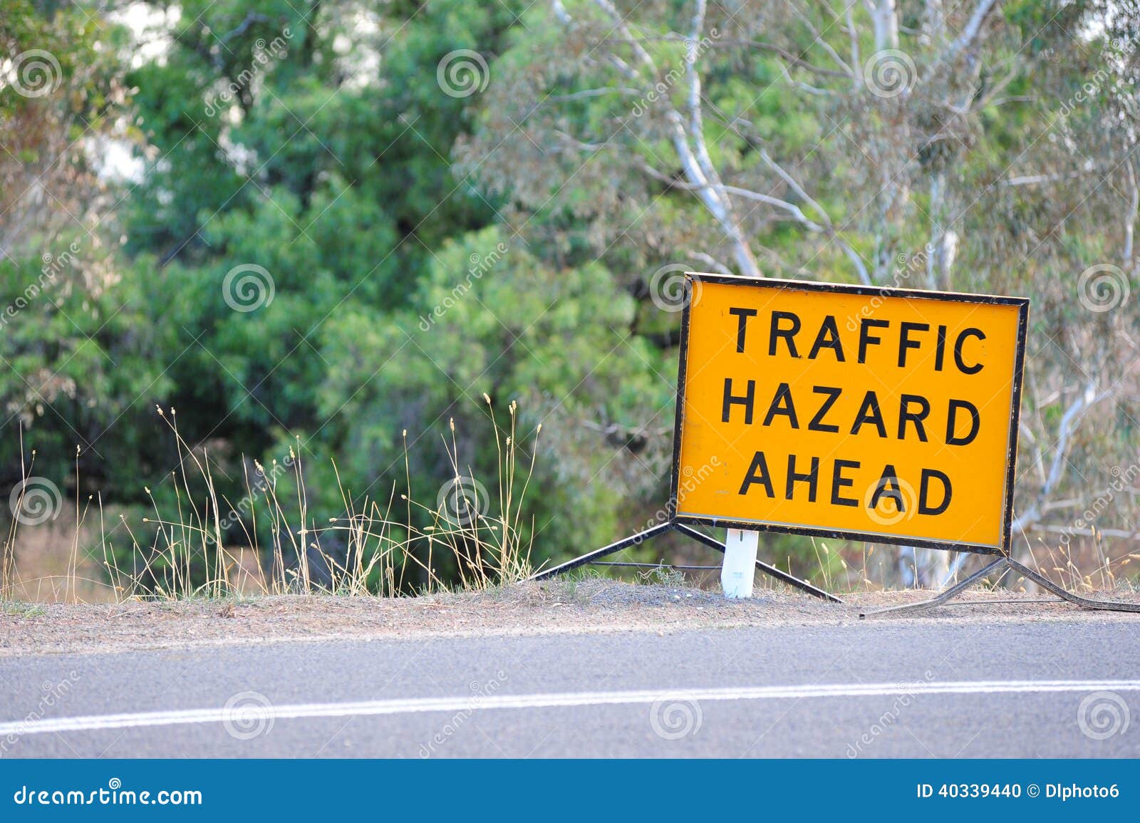 Traffic Hazard Ahead Sign stock photo. Image of vehicle - 40339440