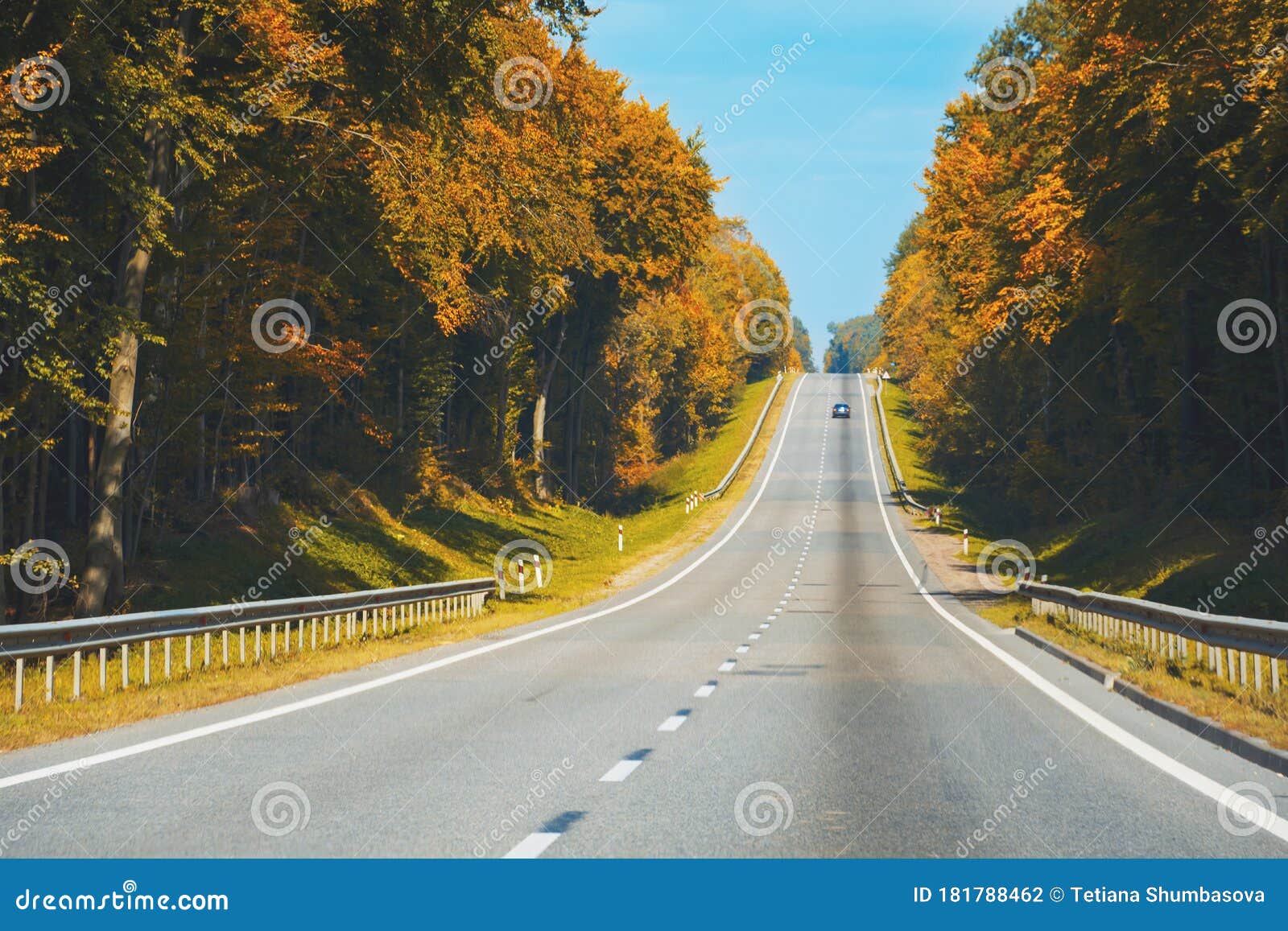 Traffic in High Speed on a Highway through Rural Landscape on Sunset ...