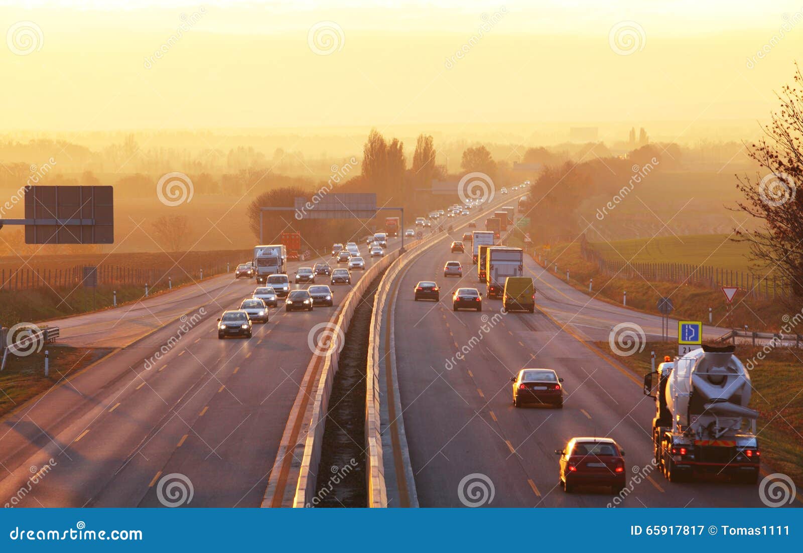 Traffic on Highway with Cars Stock Image - Image of modern, downtown ...