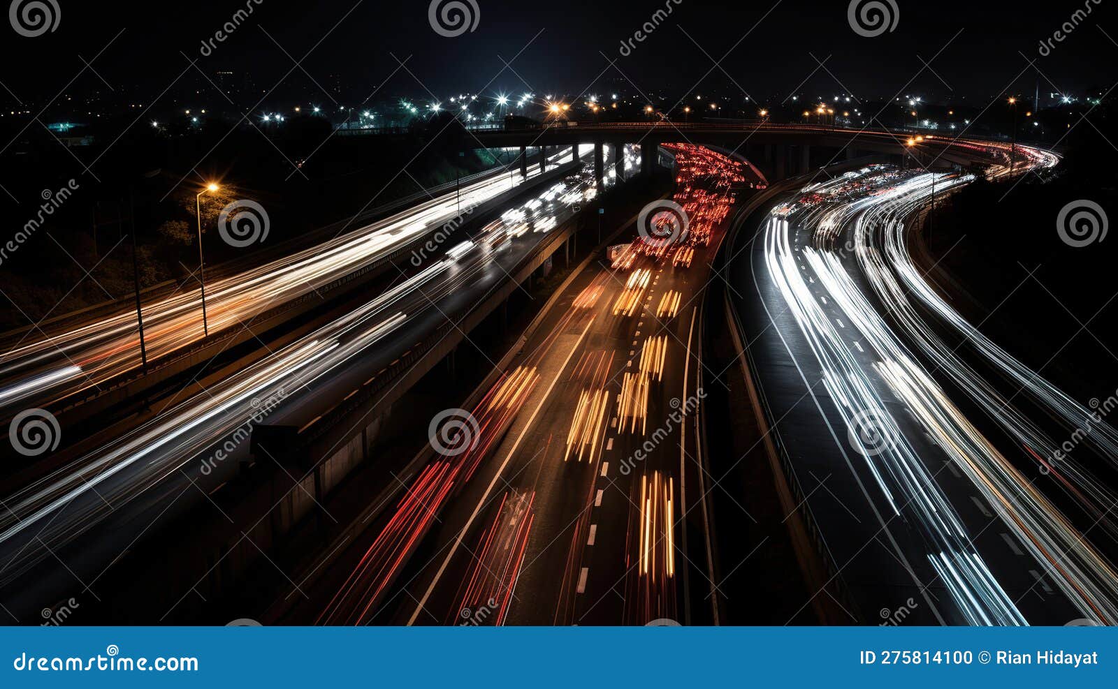 Traffic on an Highway Over Pass or Fly-over with Motionblurred Head ...