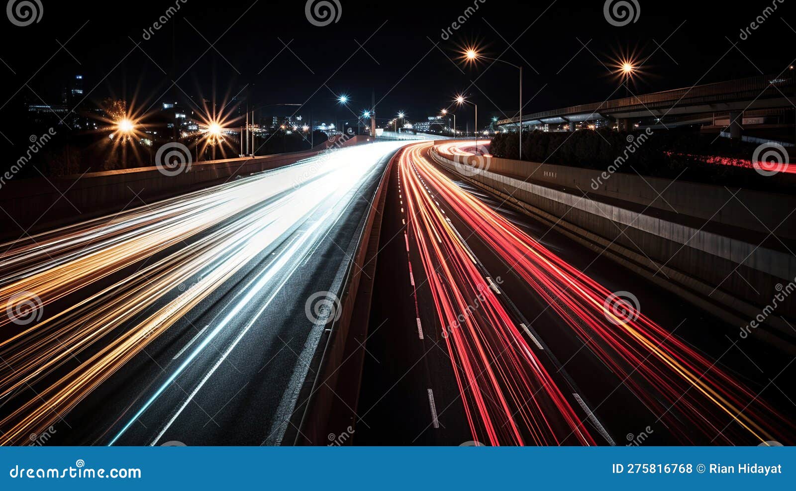 Traffic on an Highway Over Pass or Fly-over with Motionblurred Head ...