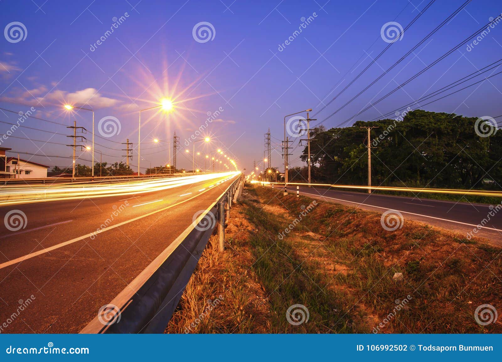 Traffic Highway Road Evening after Sunset Stock Photo - Image of ...