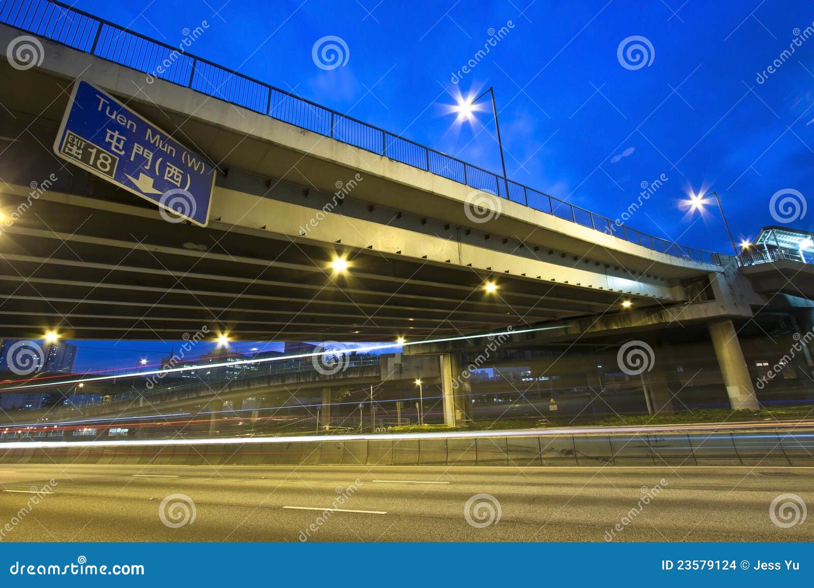 Traffic in Hong Kong Freeway at Night Stock Photo - Image of landscape ...