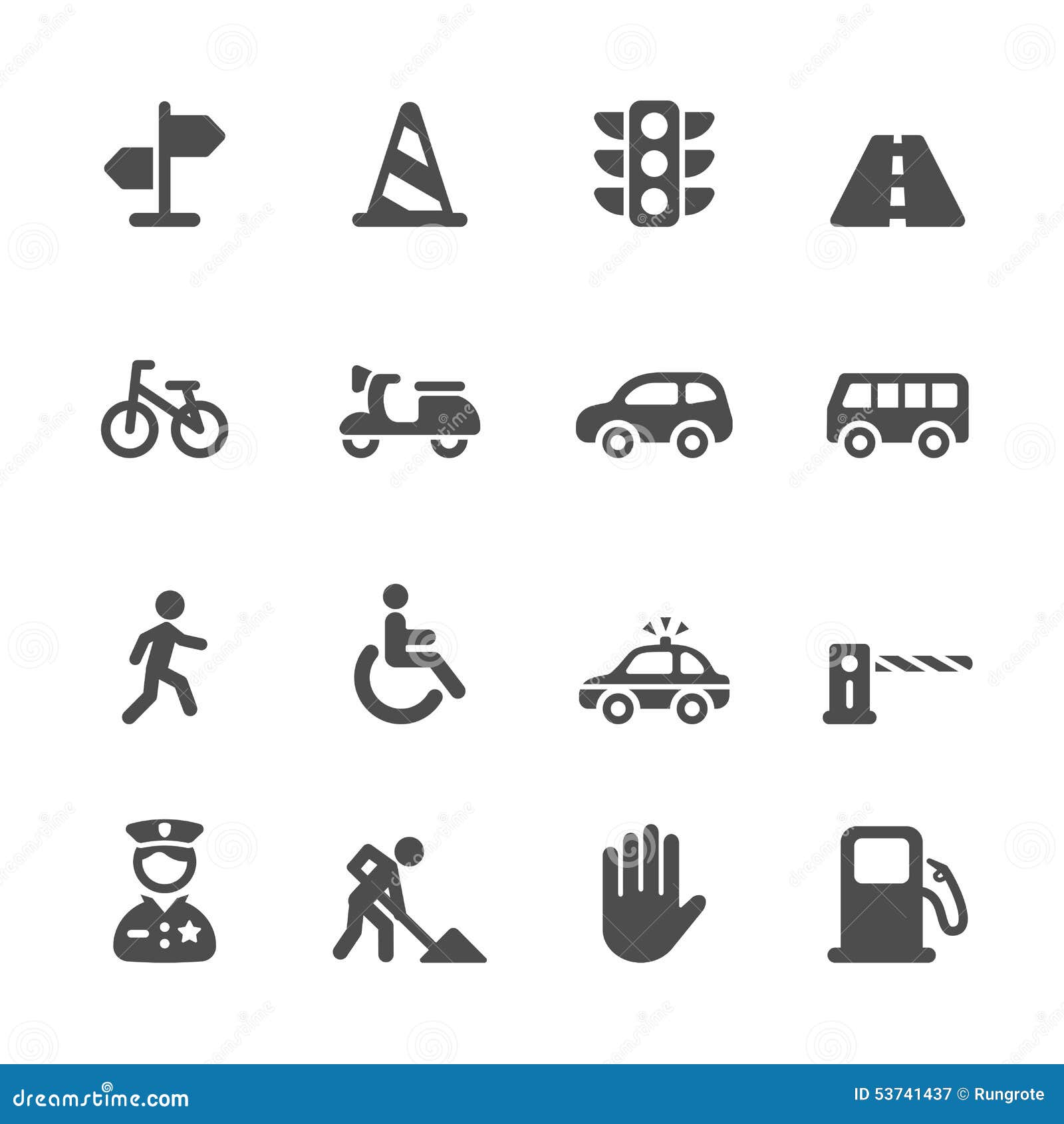 Traffic icon set, eps10 stock illustration. Illustration of post - 53741437