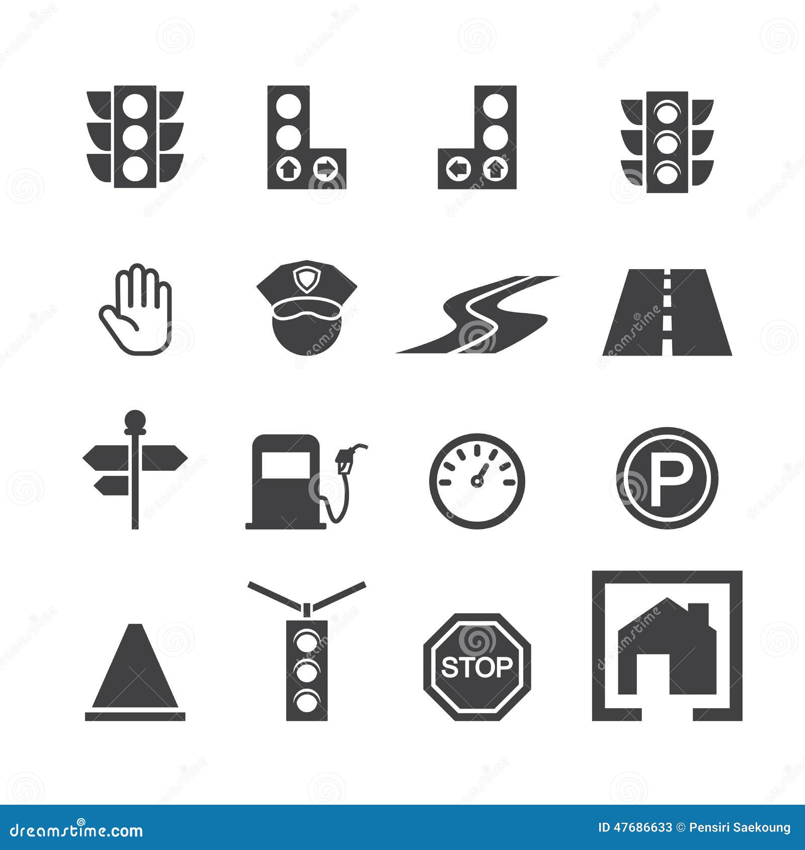 Traffic icon set stock vector. Illustration of driving - 47686633