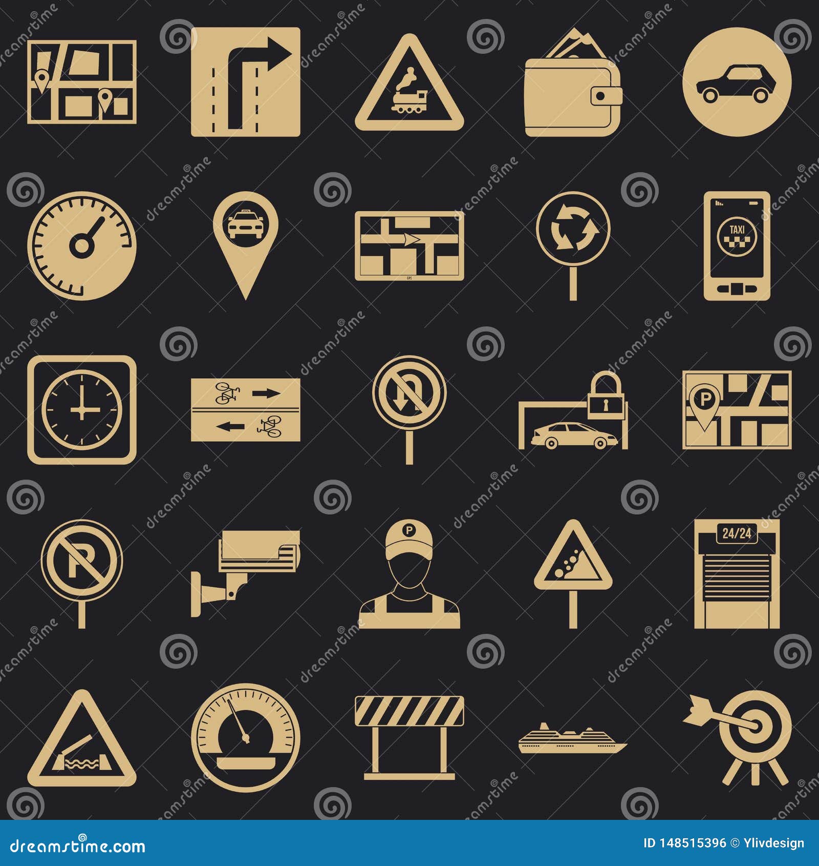 Traffic Icons Set, Simple Style Stock Vector - Illustration of office ...
