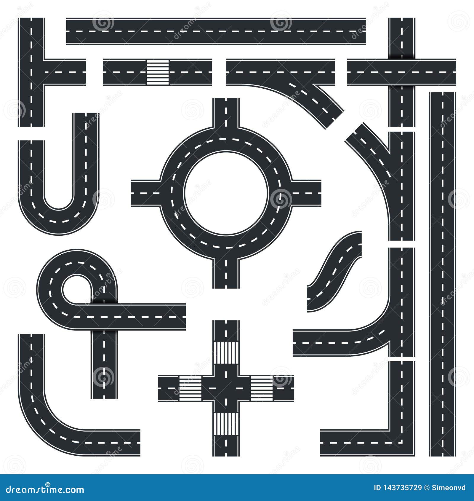 Seamless Road Map Cartoon Vector | CartoonDealer.com #14137525