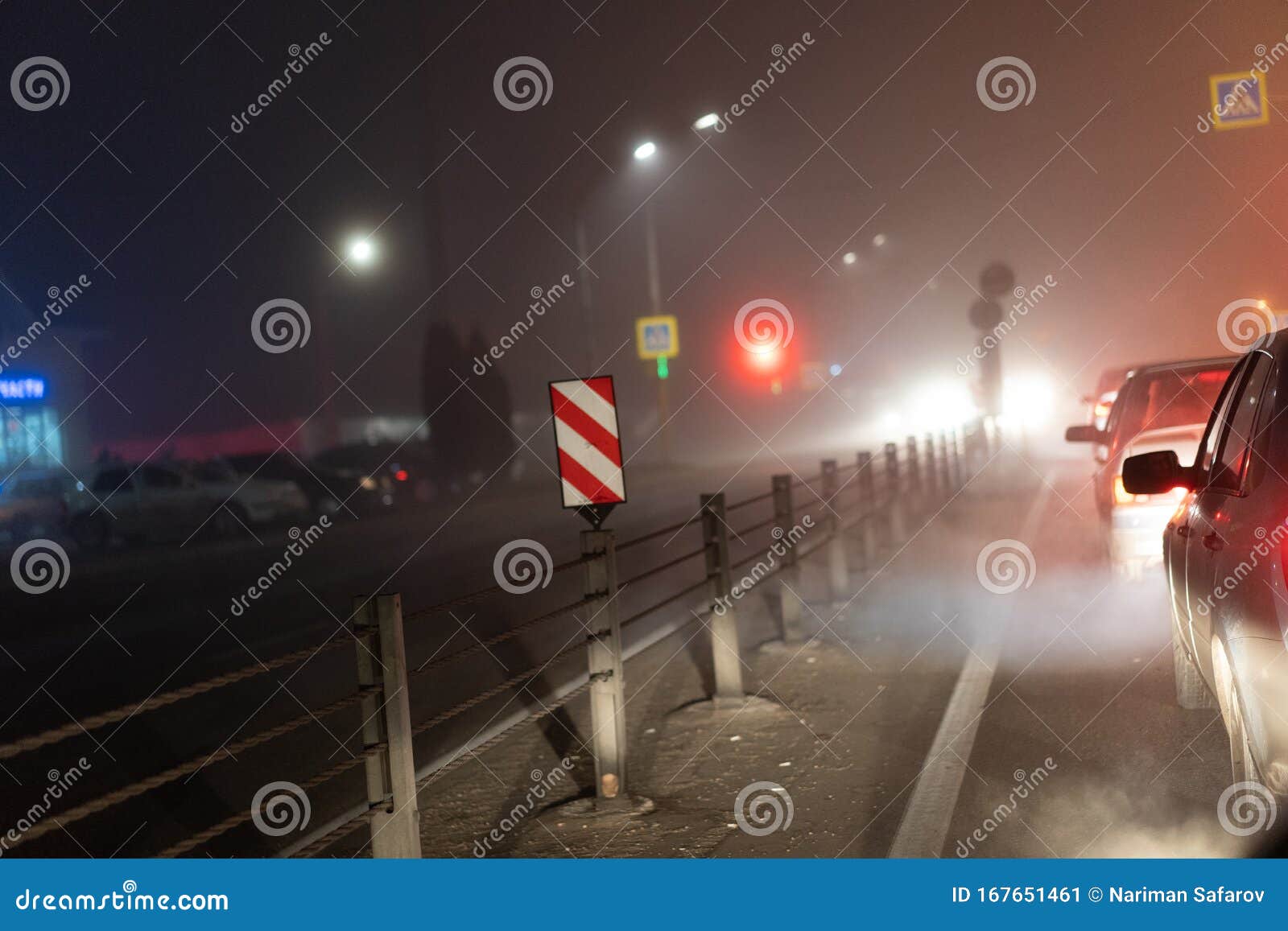 Traffic at an Intersection in the Fog Stock Image - Image of outdoor ...