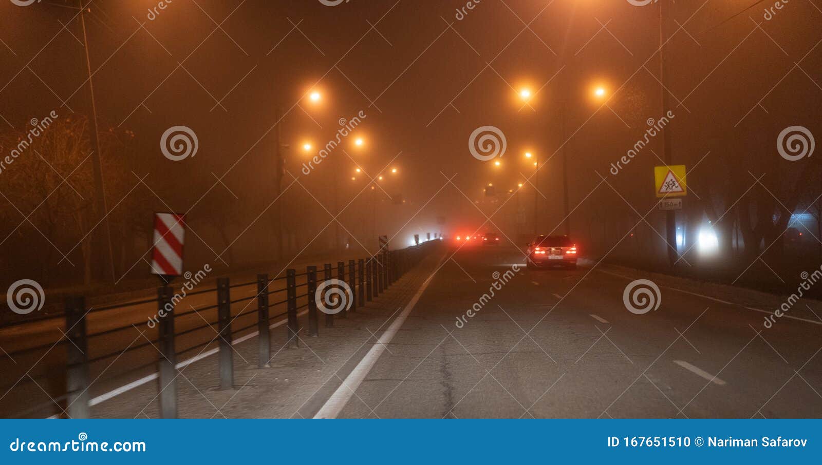 Traffic at an Intersection in the Fog Stock Photo - Image of dense ...