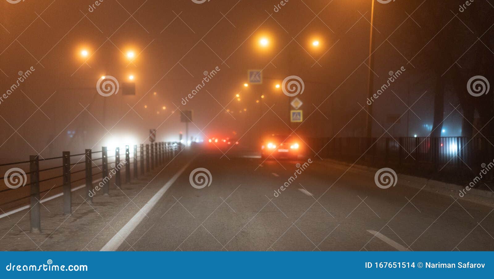 Traffic at an Intersection in the Fog Stock Photo - Image of outdoor ...