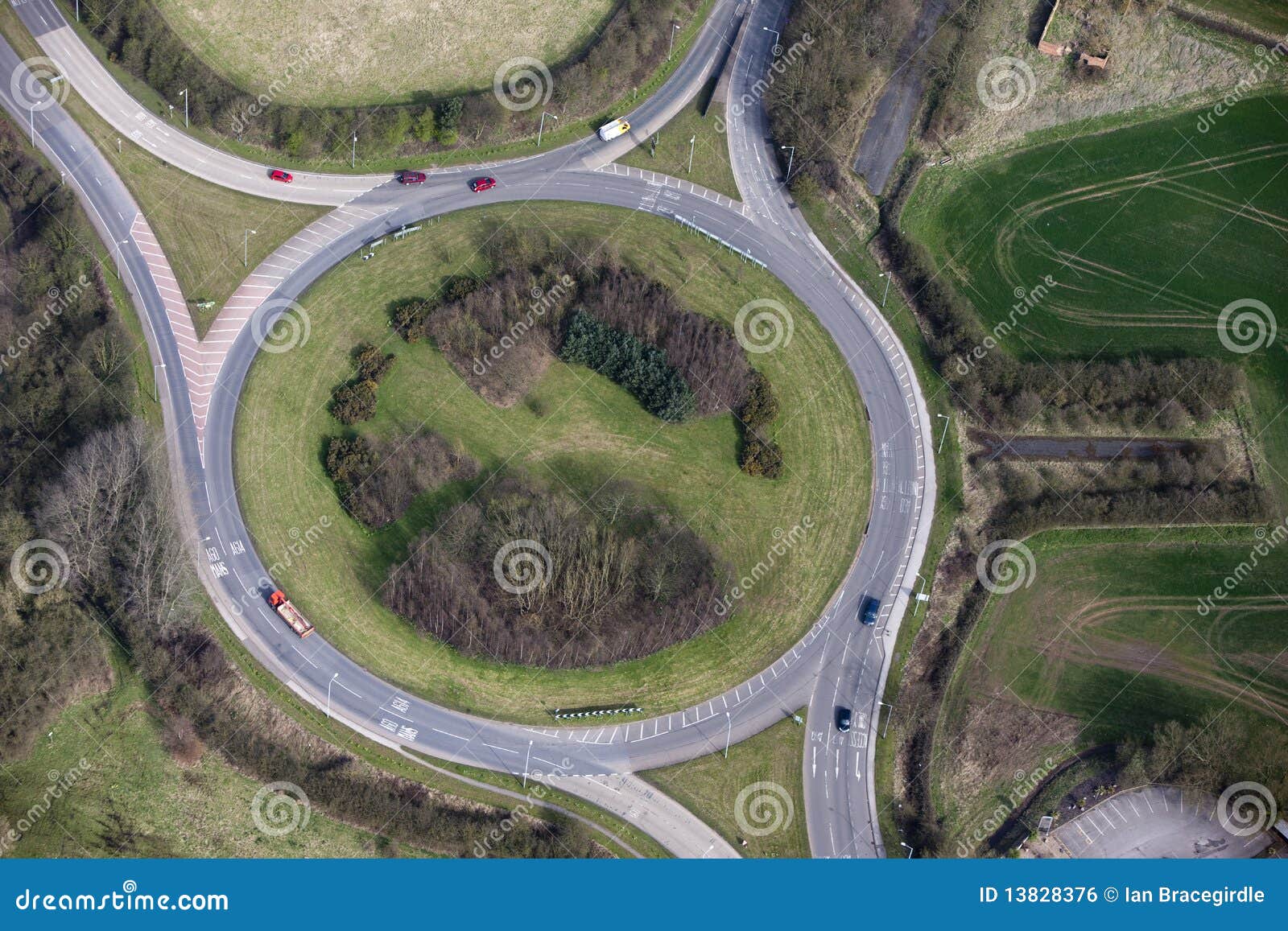 Traffic island aerial stock photo. Image of roundabout - 13828376