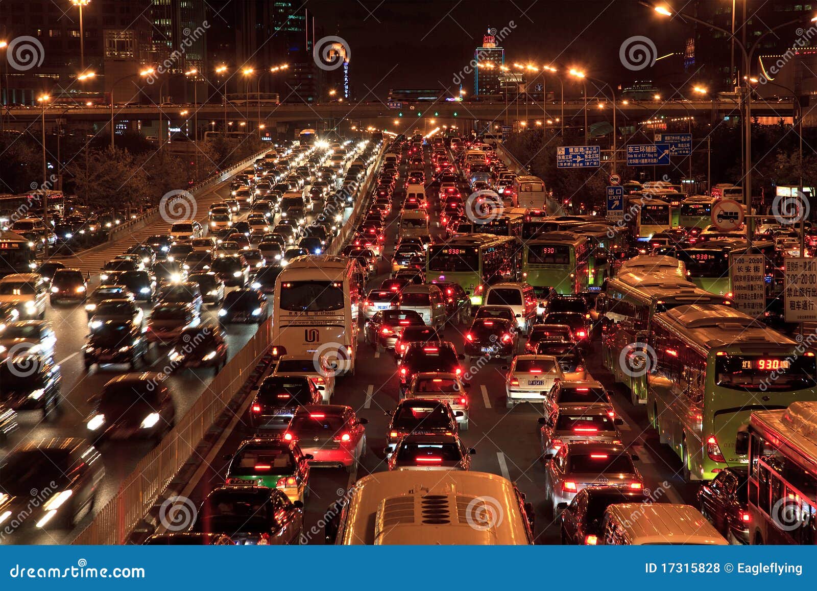 Traffic Jam in Beijing at Night Editorial Stock Photo - Image of bumper ...
