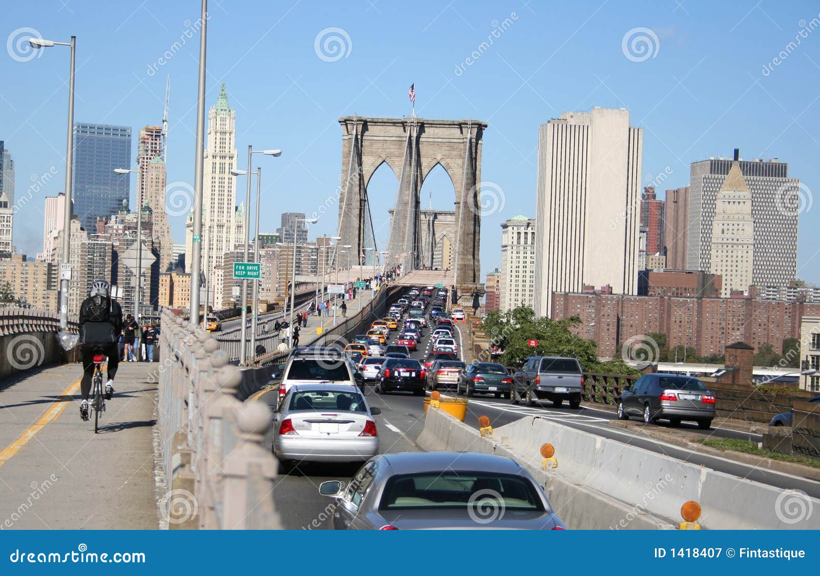 Traffic Jam Brooklyn Bridge Stock Image - Image of tower, queue: 1418407