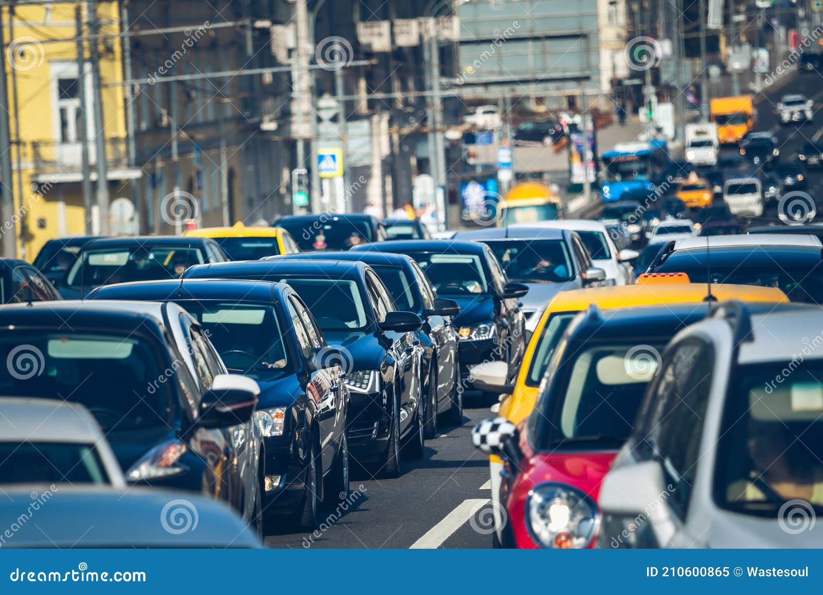 Traffic jam with cars stock image. Image of motor, crowded - 210600865