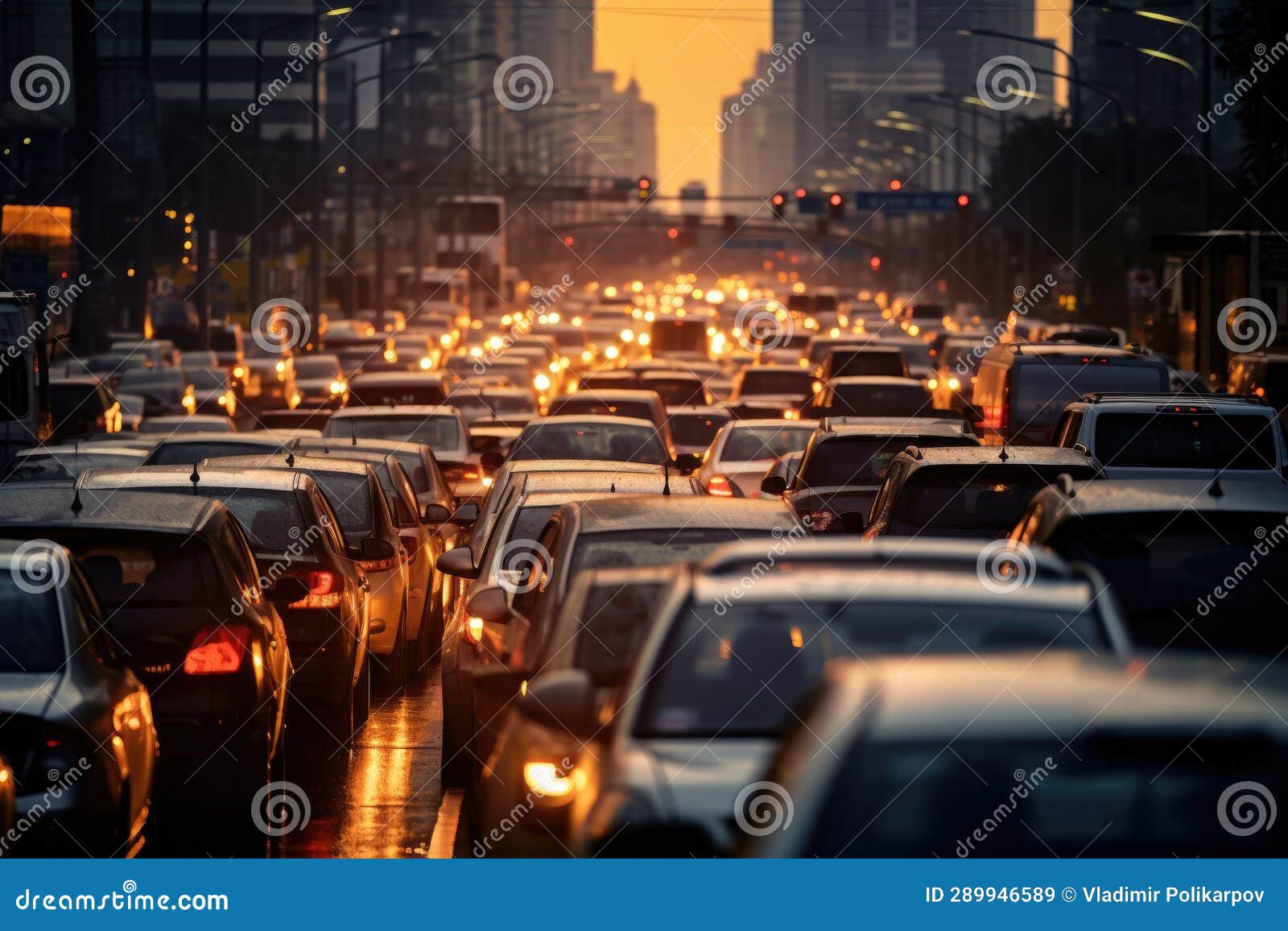 Traffic jam in the city stock image. Image of road, lane - 289946589