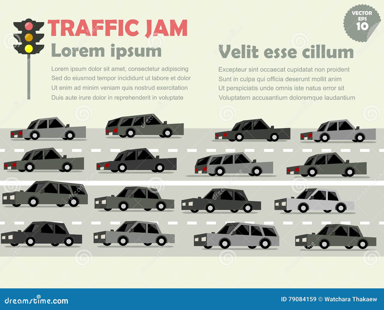 Traffic jam concept stock vector. Illustration of late - 79084159