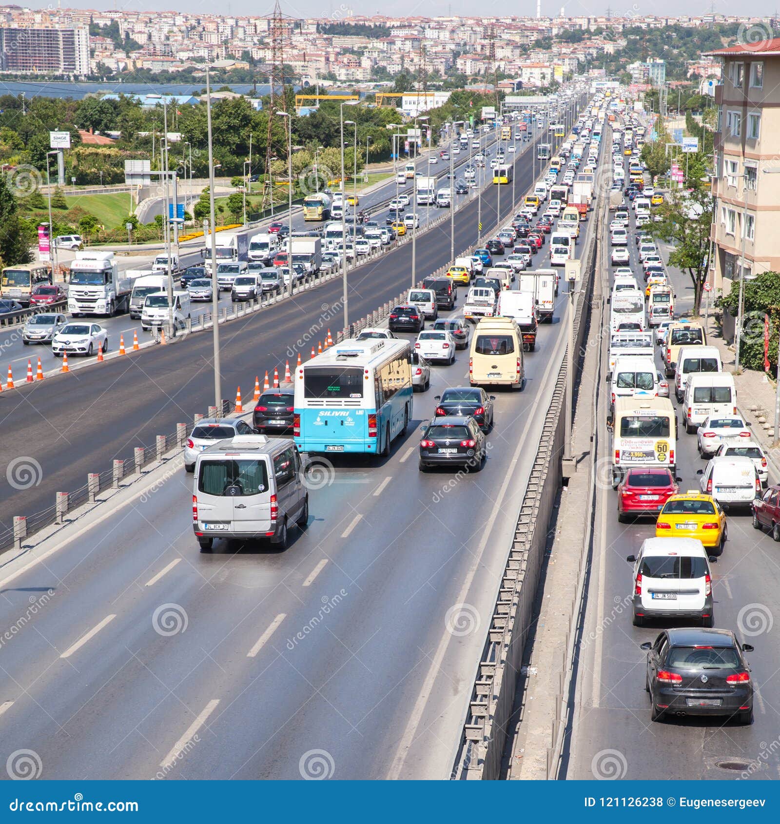 Traffic Jam at E5 Highway, Istanbul Editorial Stock Photo - Image of ...