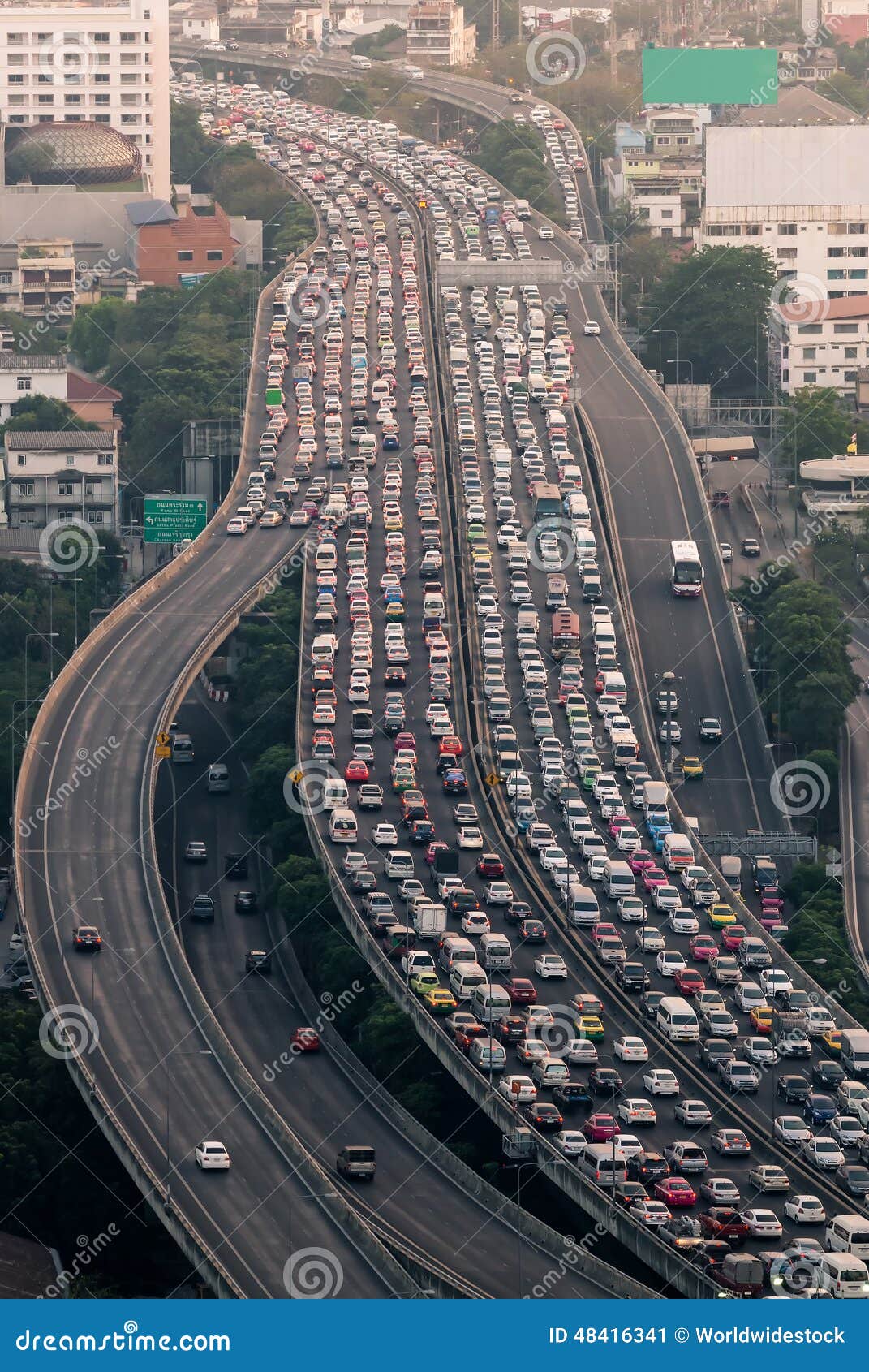 Traffic Jam on Express Way Bangkok Stock Image - Image of bangkok, hour ...