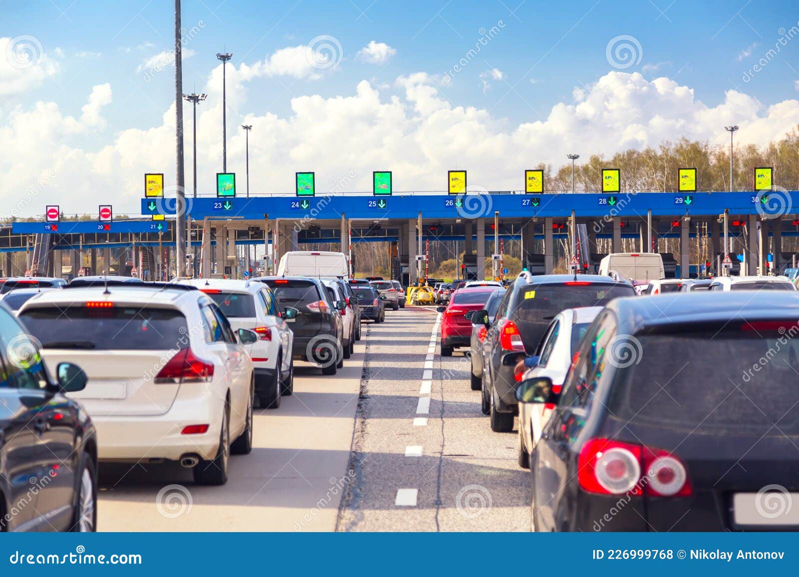 Traffic Jam in Front of a Toll Road Payment Point. Russian Toll Highway ...