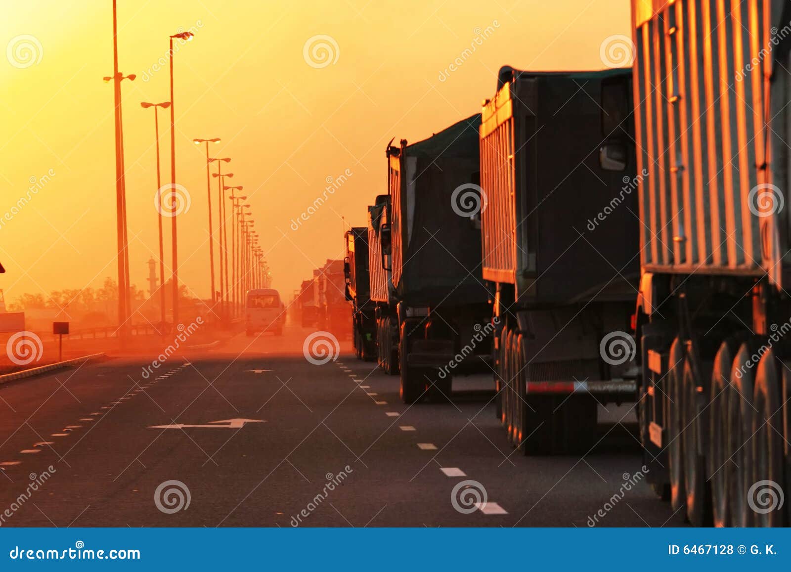 Traffic Jam of Heavy Trucks Stock Photo - Image of deliver, route: 6467128