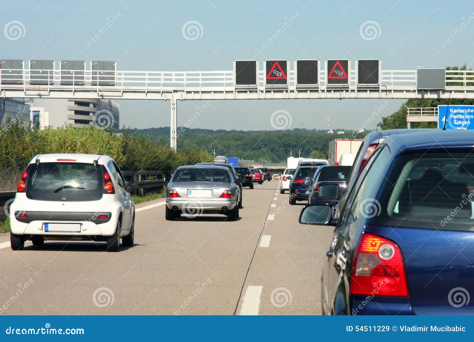Traffic Jam on Highway, in Germany Stock Image - Image of congestion ...