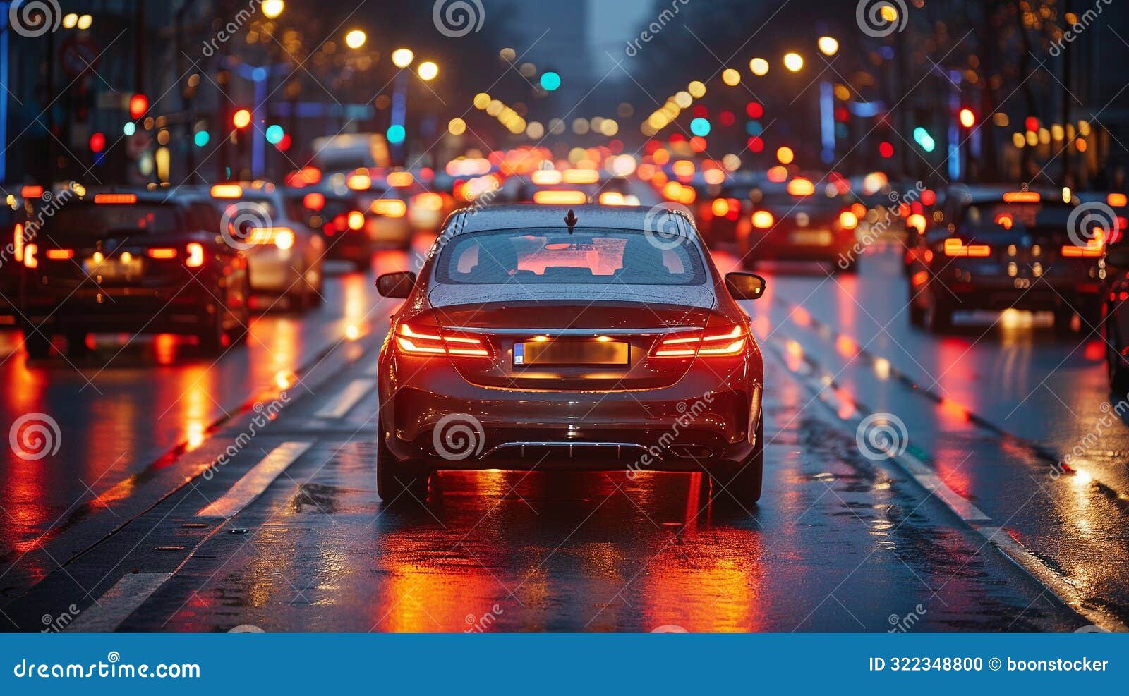 Traffic Jam on the Highway at Night. AI Generated Stock Illustration ...