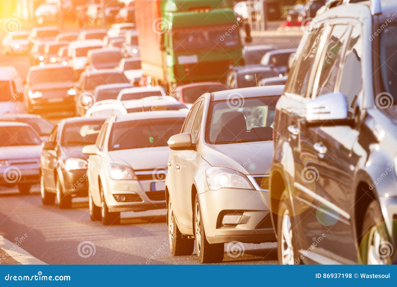 Traffic jam on the highway stock photo. Image of automobile - 86937198