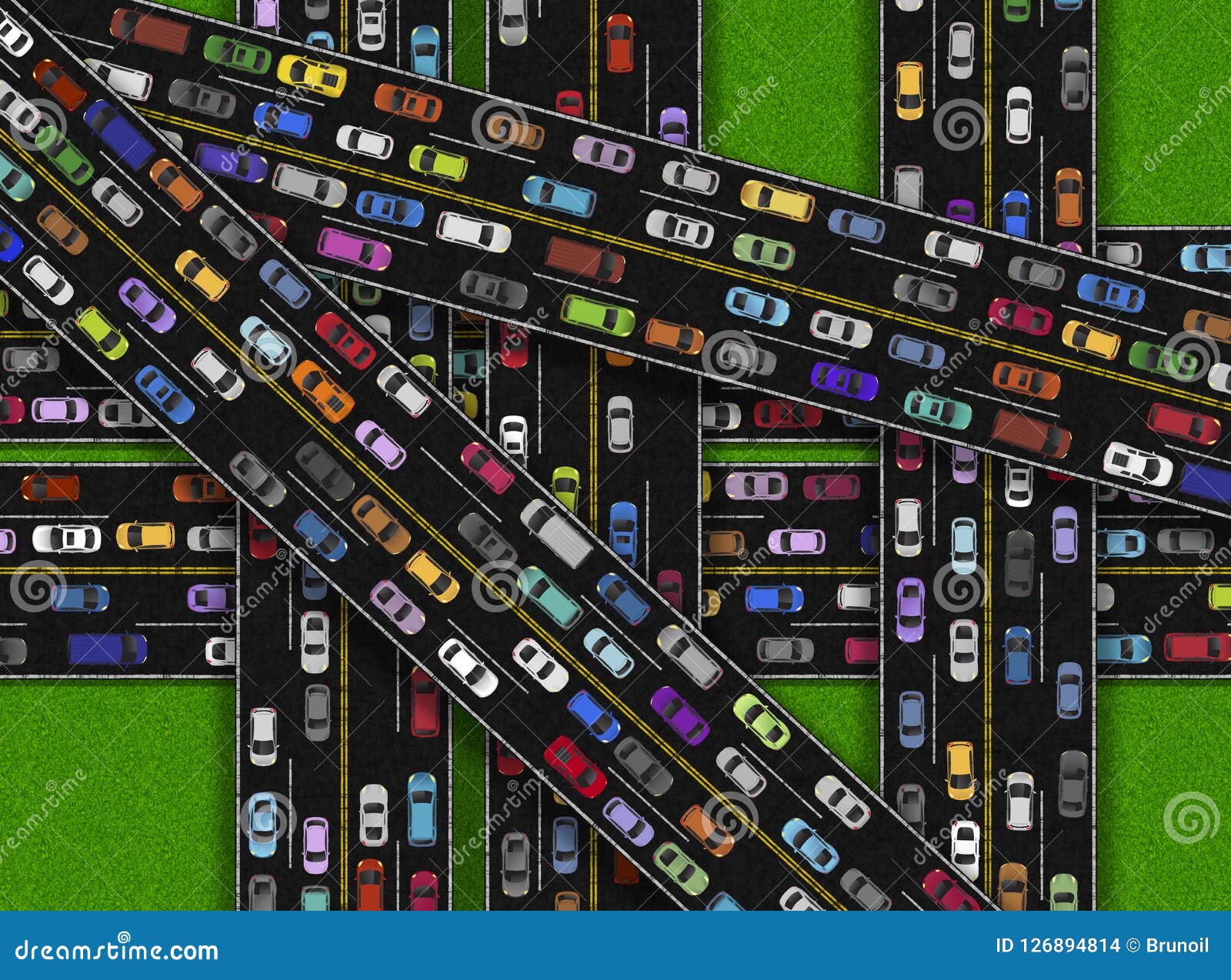 Traffic Jam Horizontal Bitmap Illustration Royalty-Free Stock Image ...