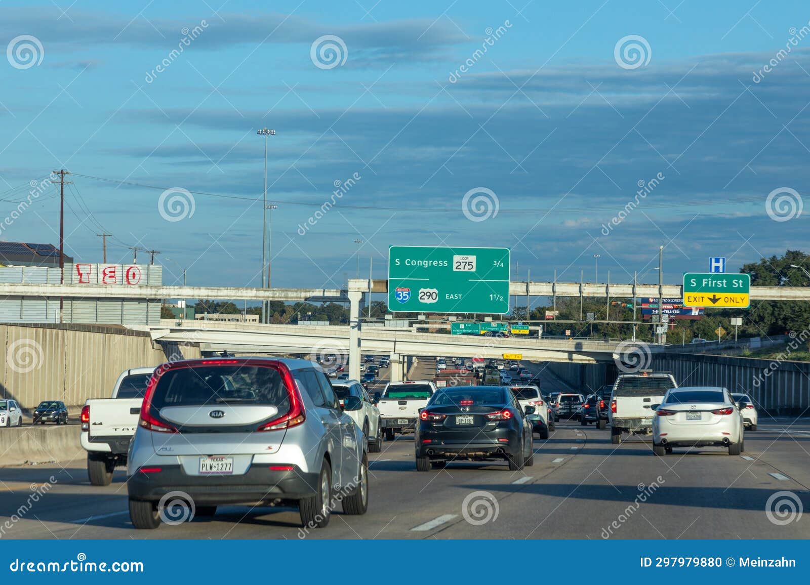 Traffic Jam at the Interstate 35 in the Suburban Area of Austin, USA ...