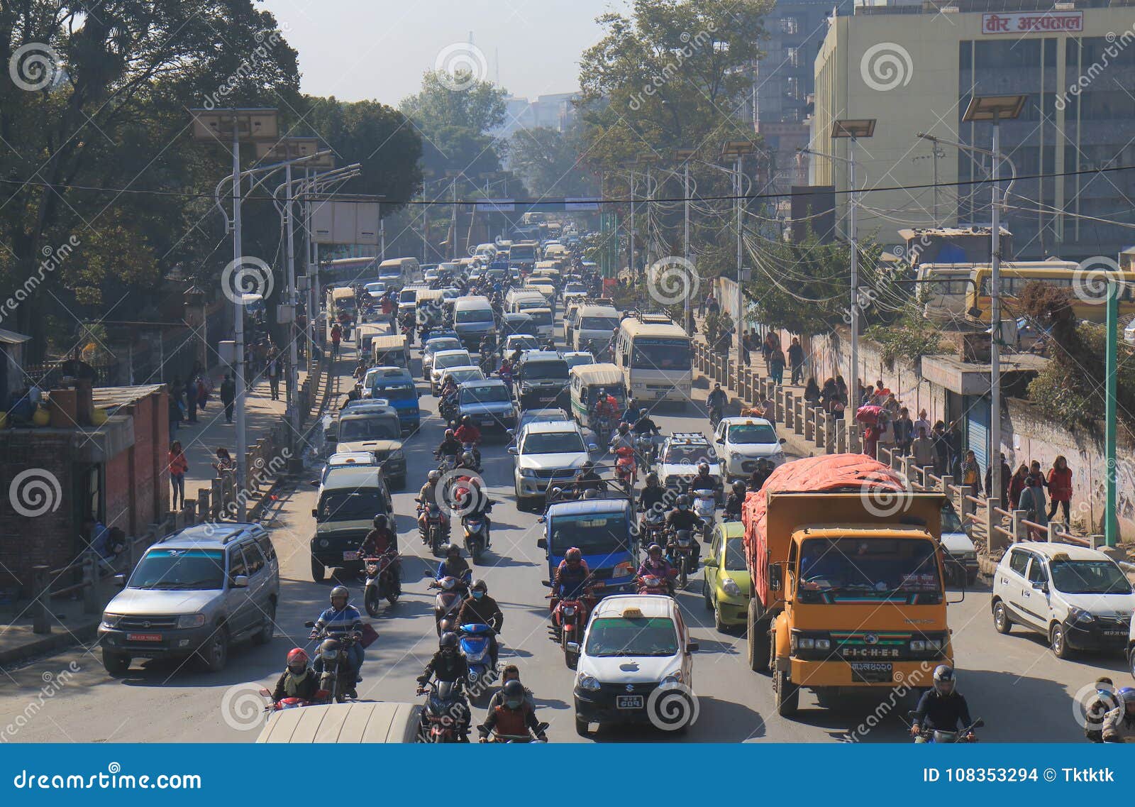 Traffic Jam Kathmandu Nepal Editorial Stock Image - Image of downtown ...