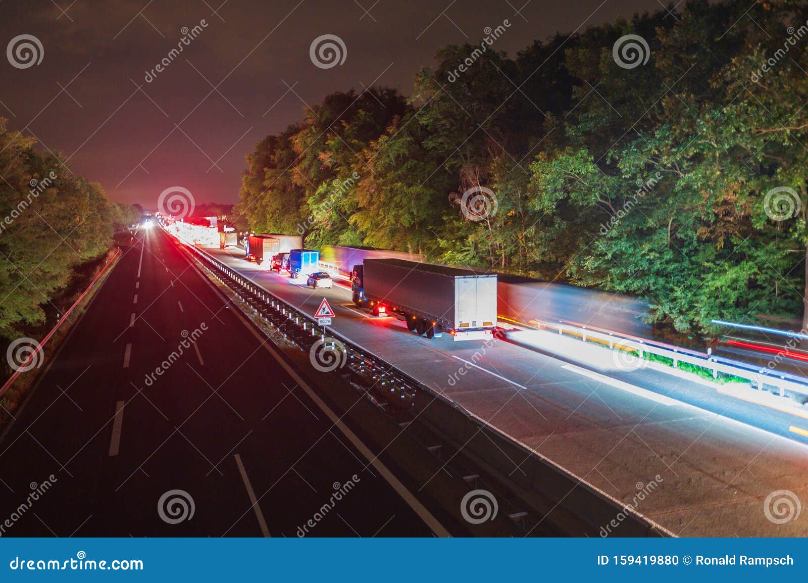 Traffic Jam On The Motorway , Trucks Use The Motorway Exit Stock Photo ...