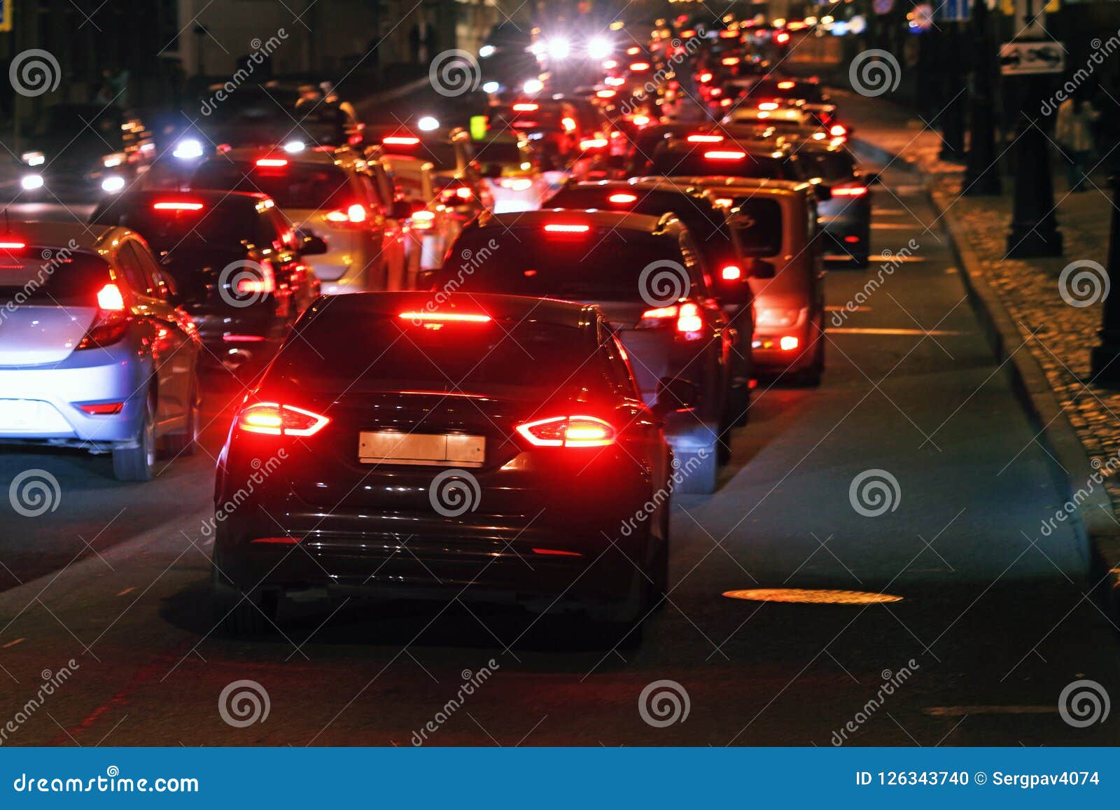 Traffic Jam on a Night Street Stock Photo - Image of light, late: 126343740