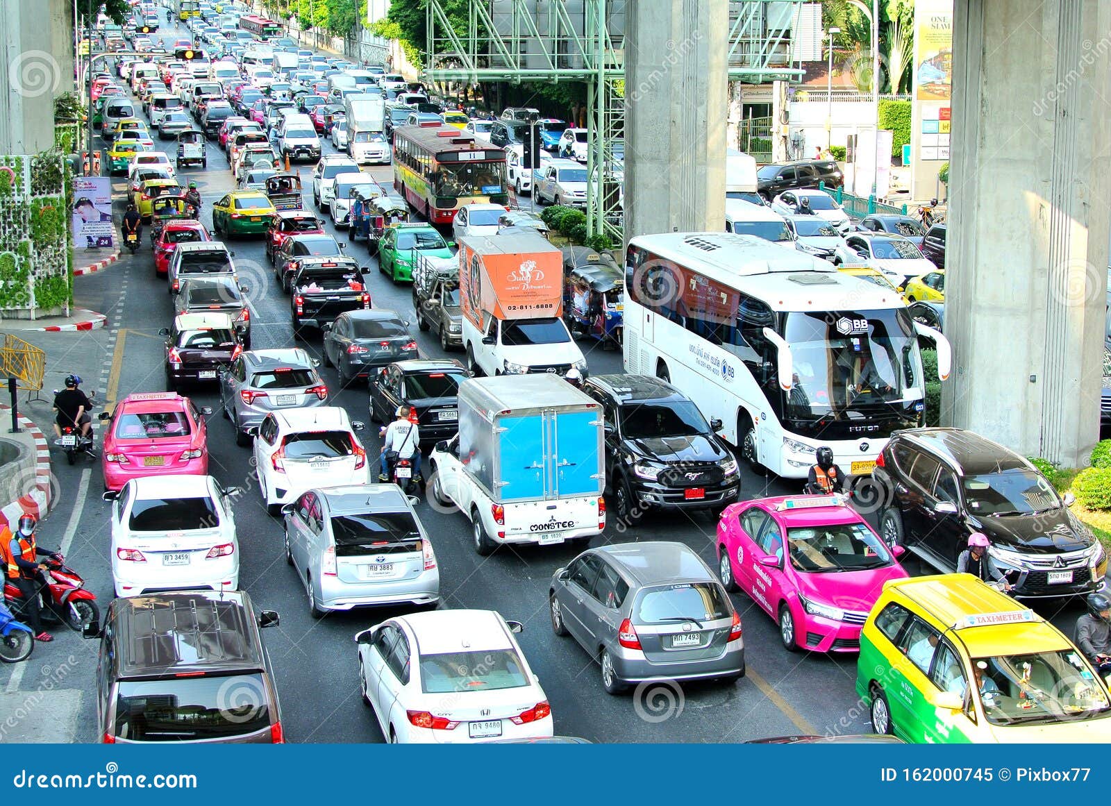 Traffic Jam at Pathum Wan Intersection Editorial Image - Image of ...