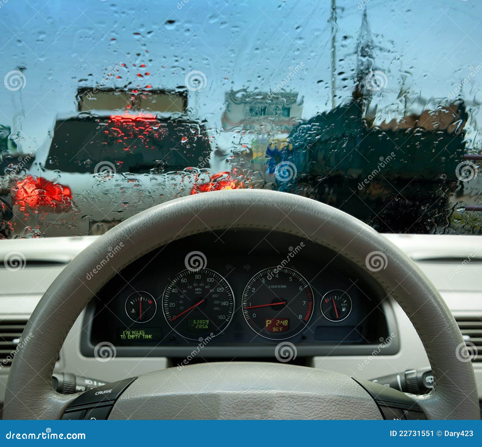 Traffic jam in the rain stock image. Image of automobile - 22731551