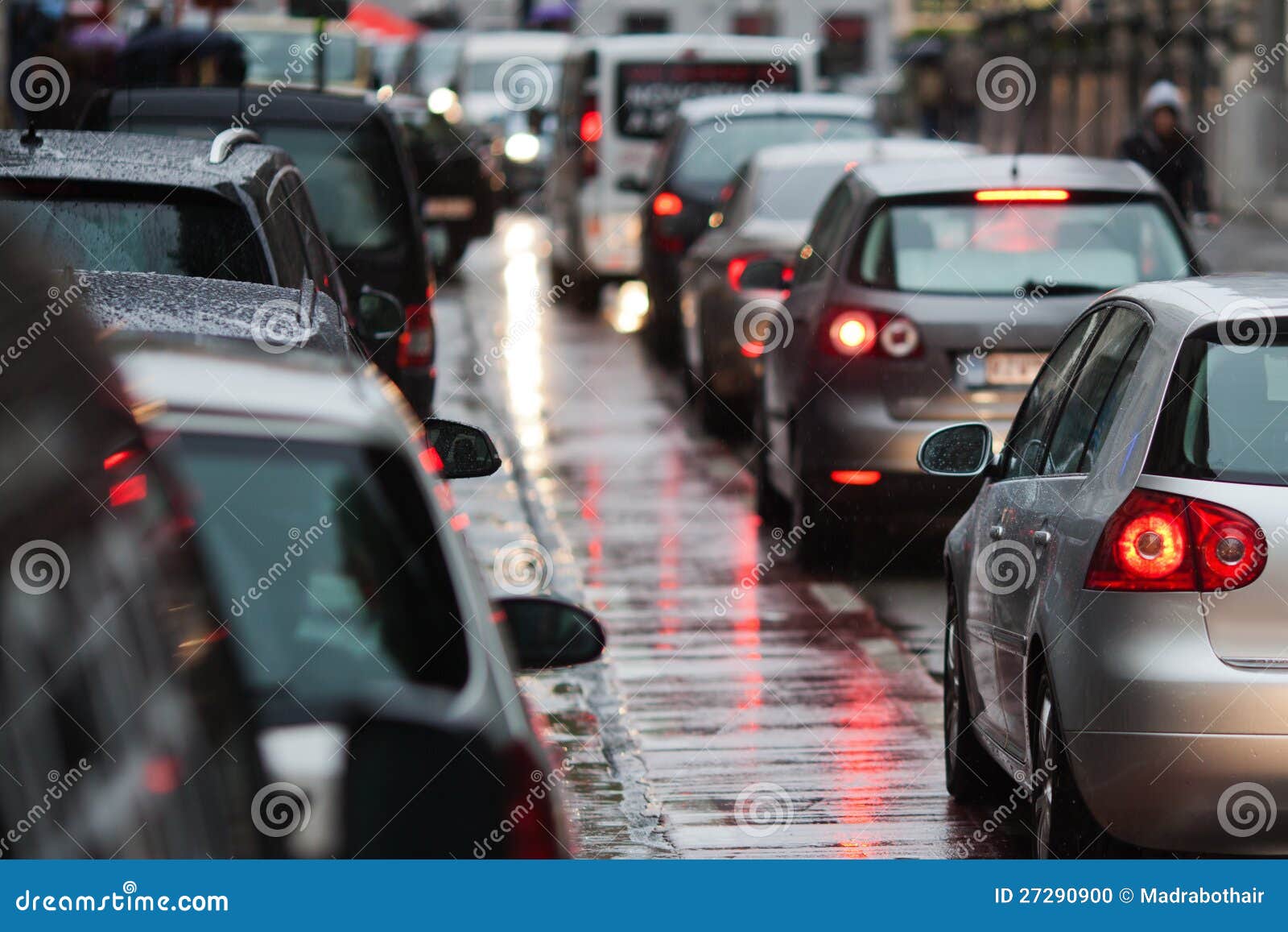 Traffic Jam in the Rainy City Stock Photo - Image of rainfall, taillight: 27290900