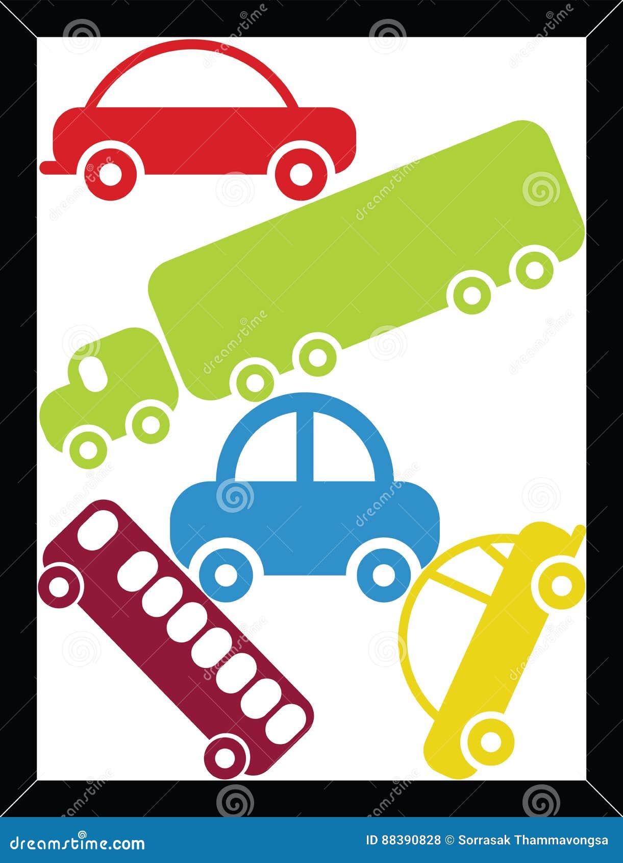 Traffic Jam in a Rectangular Frame. Stock Vector - Illustration of cute ...