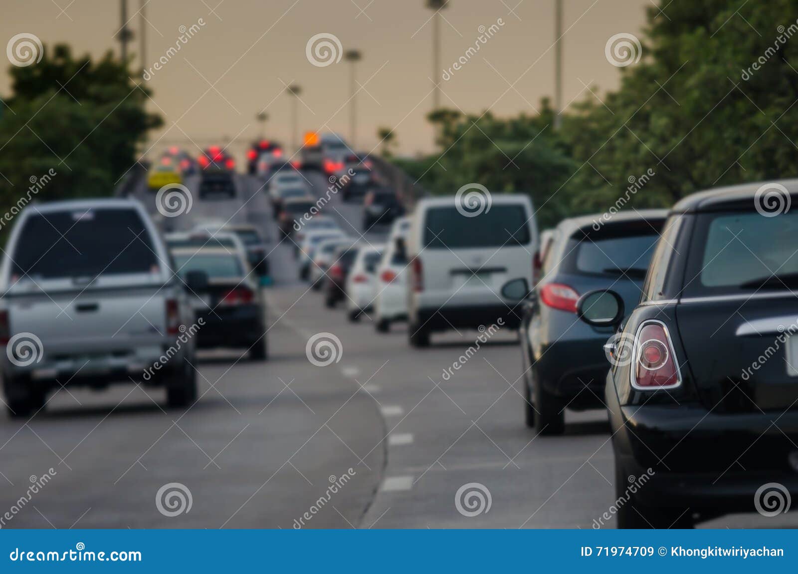 Traffic Jam with Row of Cars on Express Way during Rush Hour Stock ...