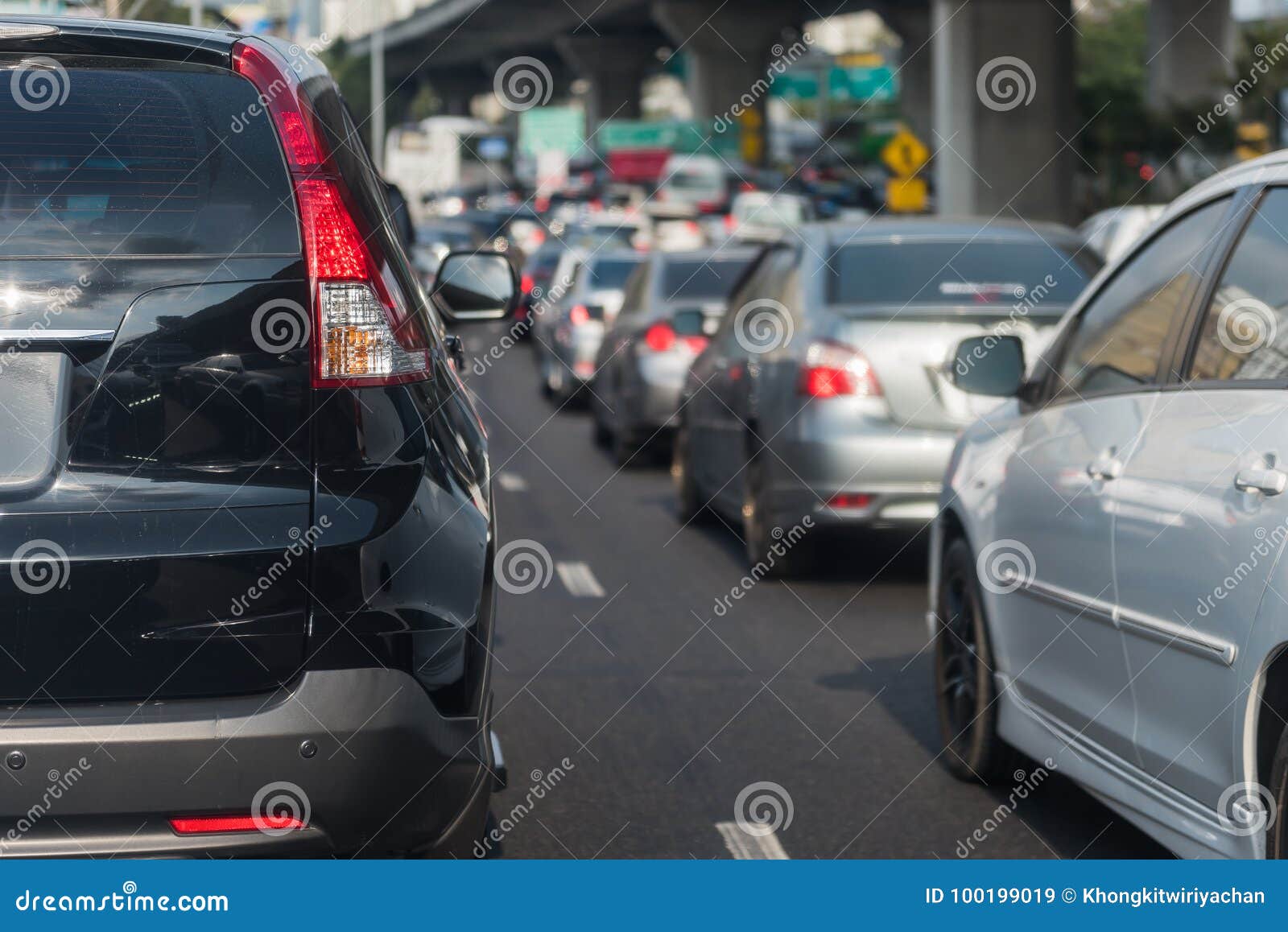 Traffic Jam with Row of Cars Stock Image - Image of lane, lots: 100199019