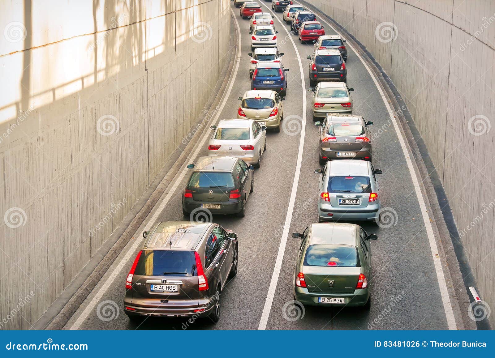 Cars in Traffic. Traffic Jam in Bucharest, Romania Editorial Photo ...
