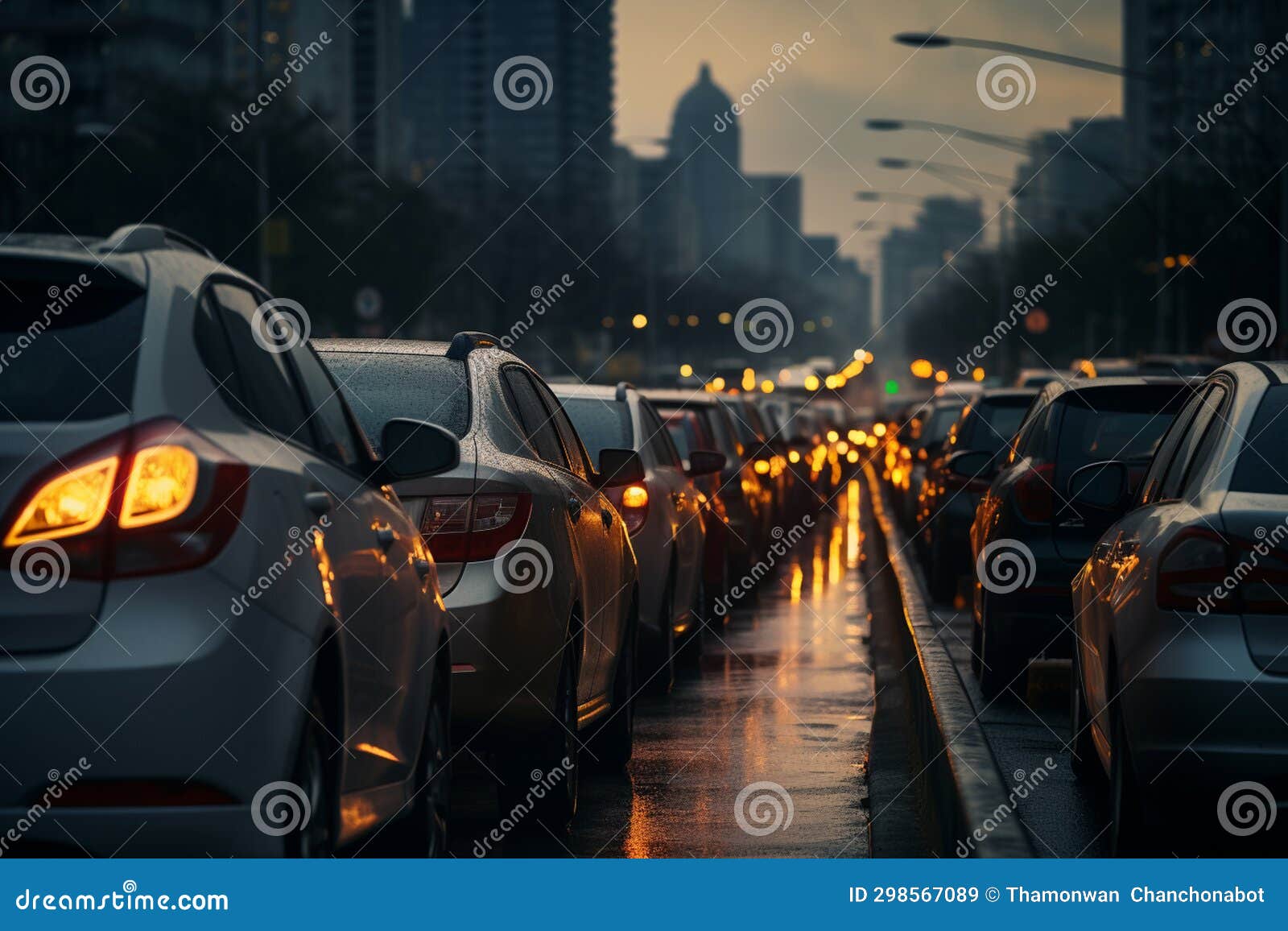 Traffic Jam on the Street Bokeh Style Background Stock Image - Image of ...