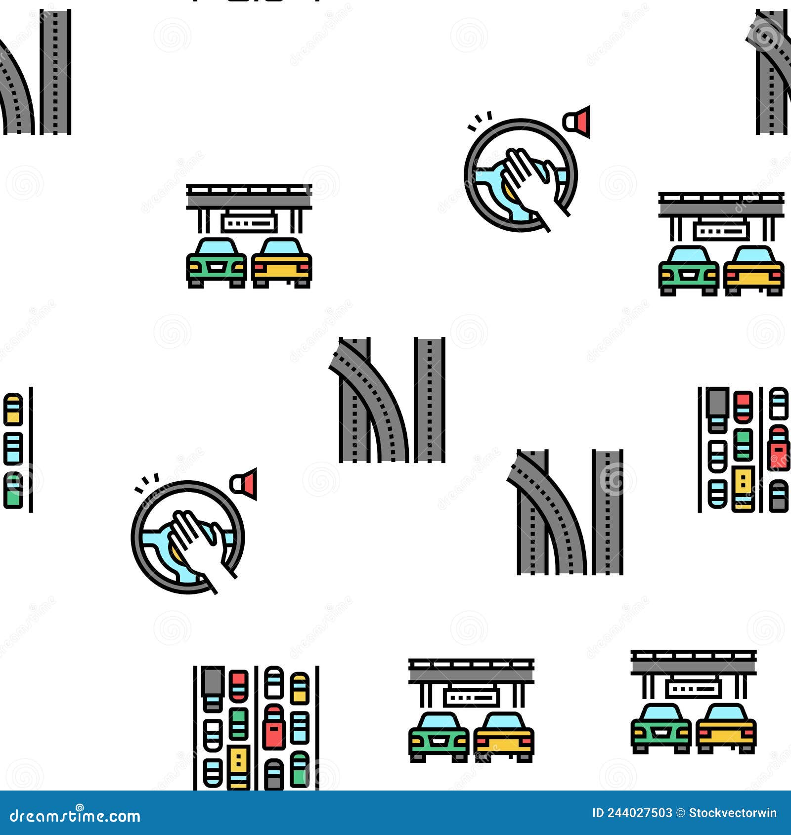 Traffic Jam Transport Vector Seamless Pattern Stock Vector ...