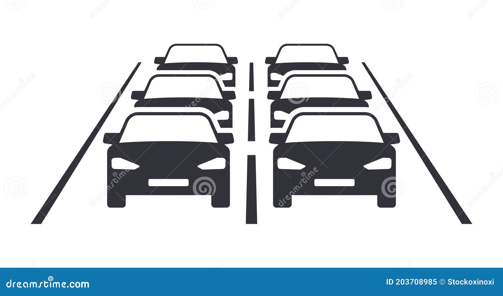 Traffic Jam on Two Lane Road Flat Icon Stock Vector - Illustration of ...
