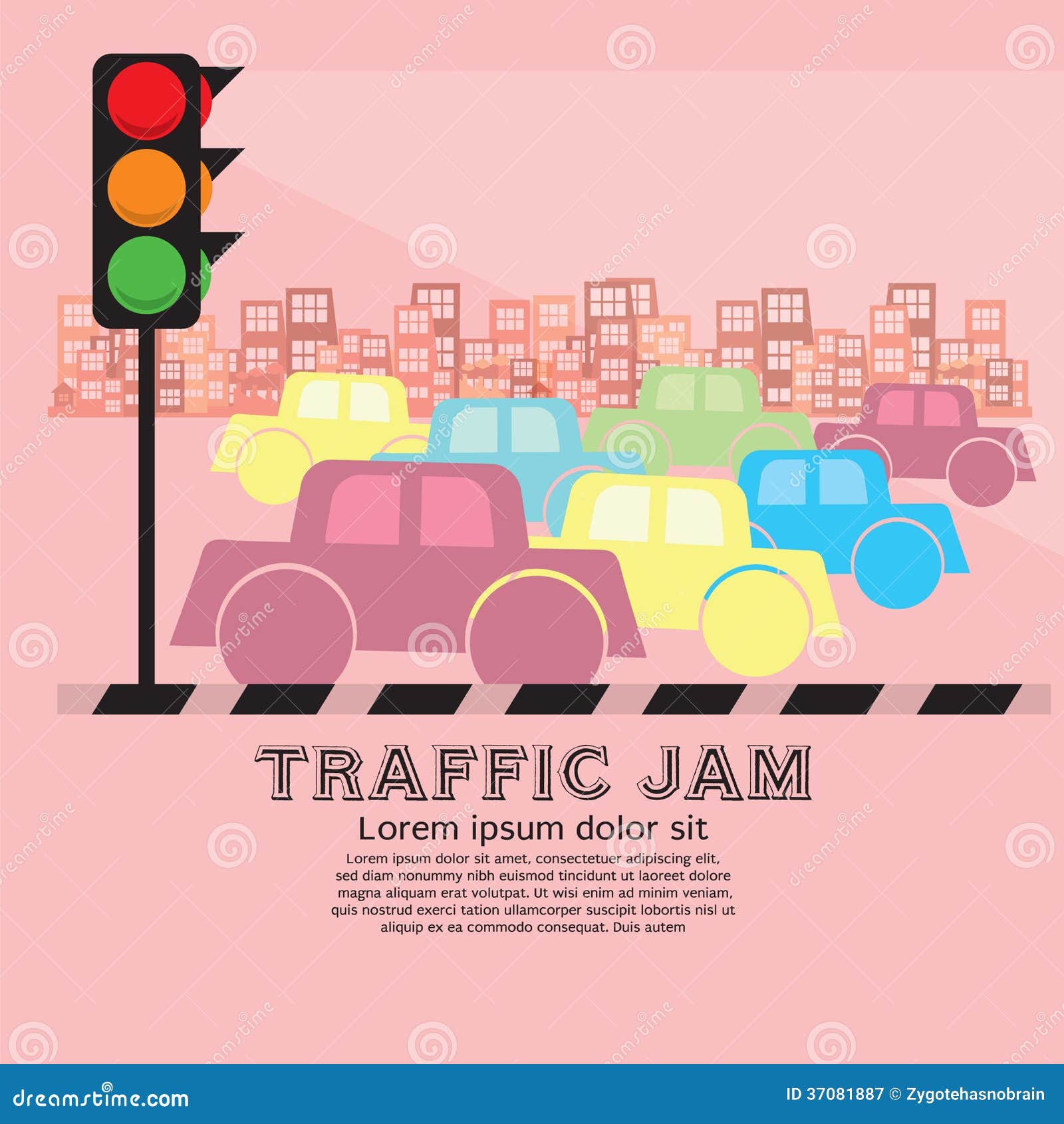 Traffic Jam. stock vector. Illustration of travel, taxi - 37081887