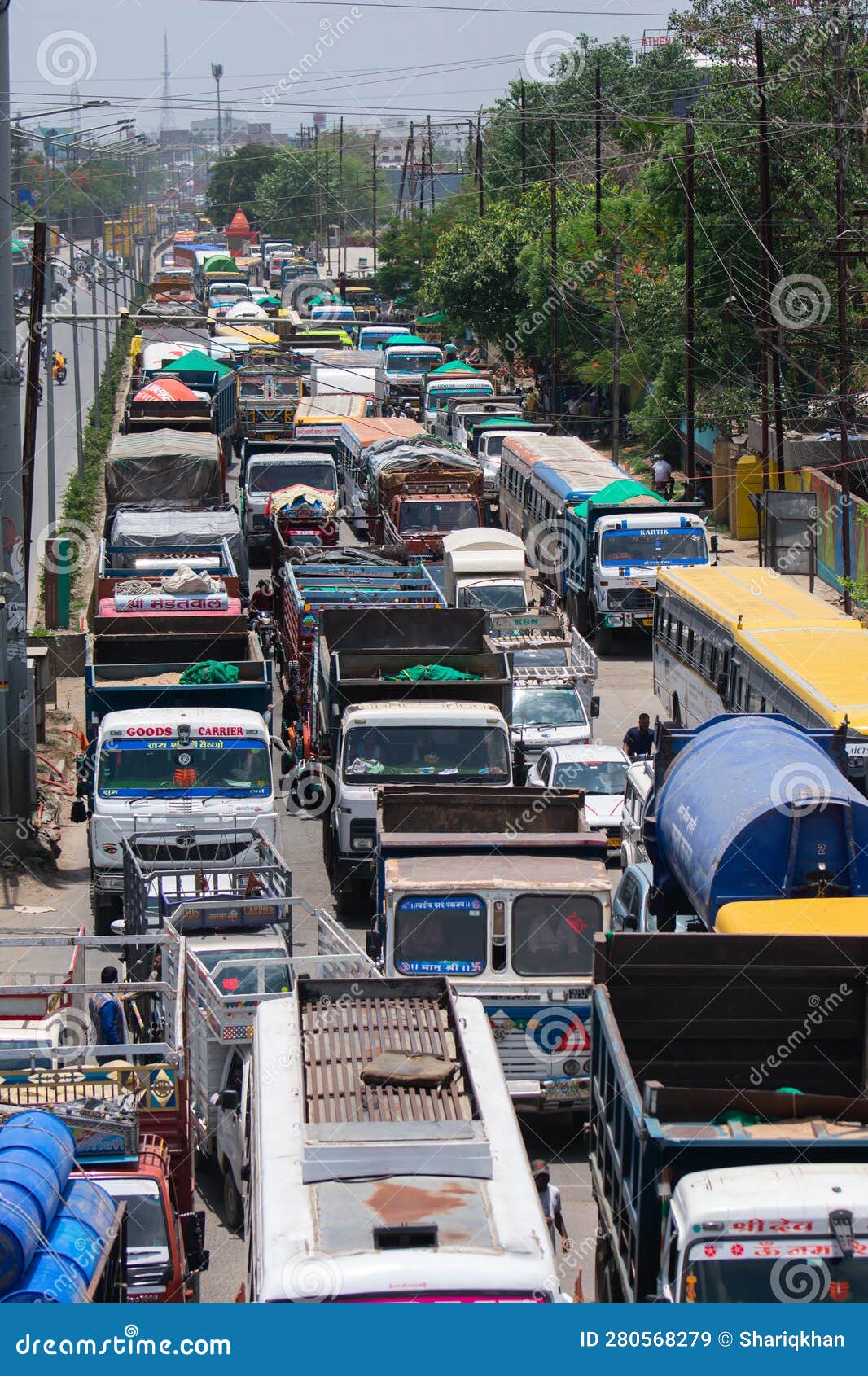 Traffic Jam and Vehicle Queue on Busy Indian Road Editorial Stock Image ...