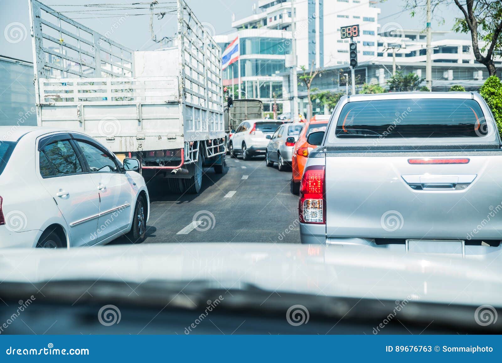 Traffic Jams when Viewed from Inside the Car Stock Image - Image of ...