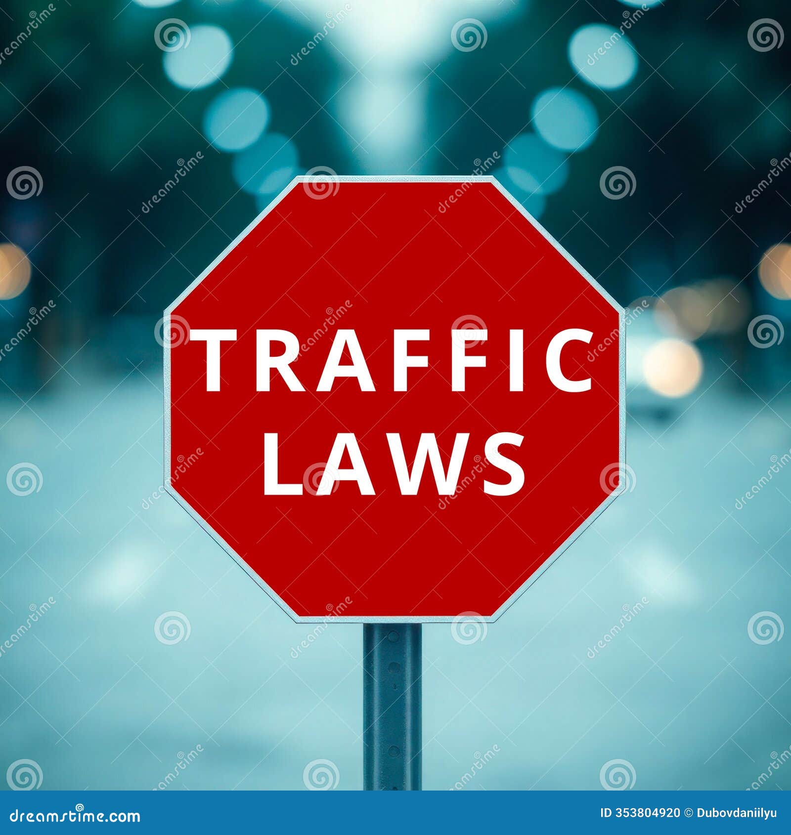 TRAFFIC LAWS Text Title on Red Sign Stock Illustration - Illustration ...