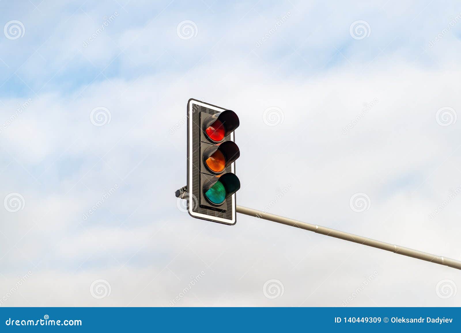 Traffic Light Against Blue Sky Background with Clipping Path Stock ...