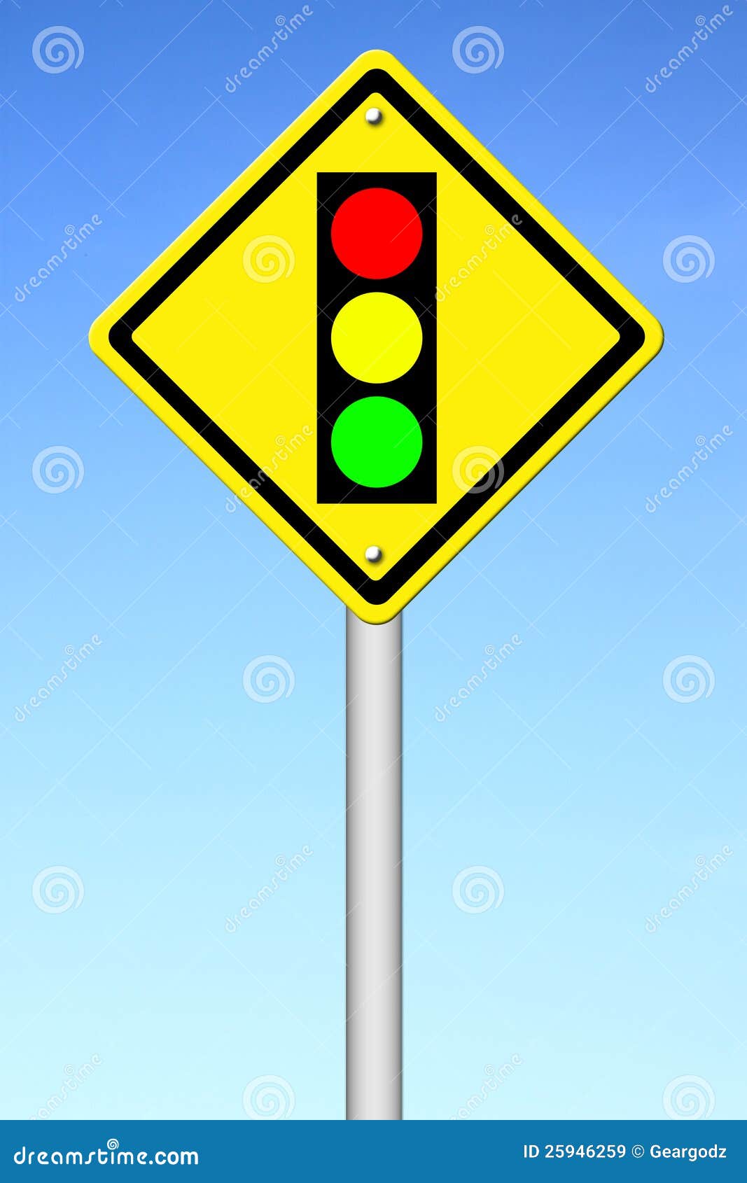 Traffic Light Ahead Warning Sign Stock Illustration - Illustration of ...